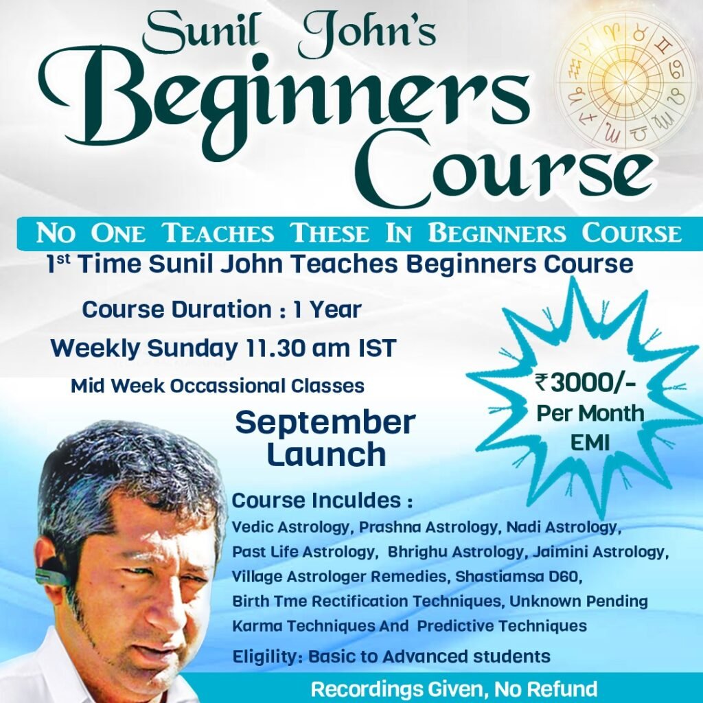 Sunil John’s Beginners Course in Vedic Astrology - Saptarishis ...